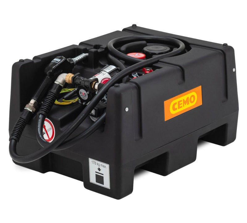 Sort/Orange 120 liter - Benzin tankanlæg - 12 V pumpe fra Cemo