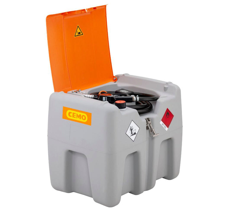 Cemo Mobile diesel tankanlæg - 210 liter med klaplåg, 18 V pumpe og ba